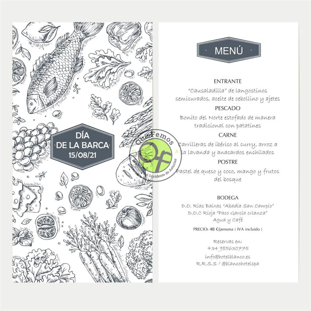 Día de la Barca 2021 en Navia: menú del Hotel Spa Blanco