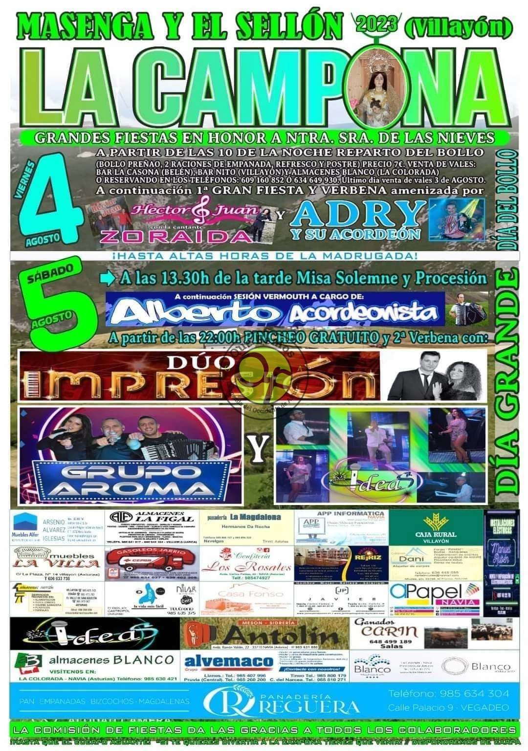 Fiestas de Nuestra Señora de las Nieves 2023 en Masenga y El Sellón