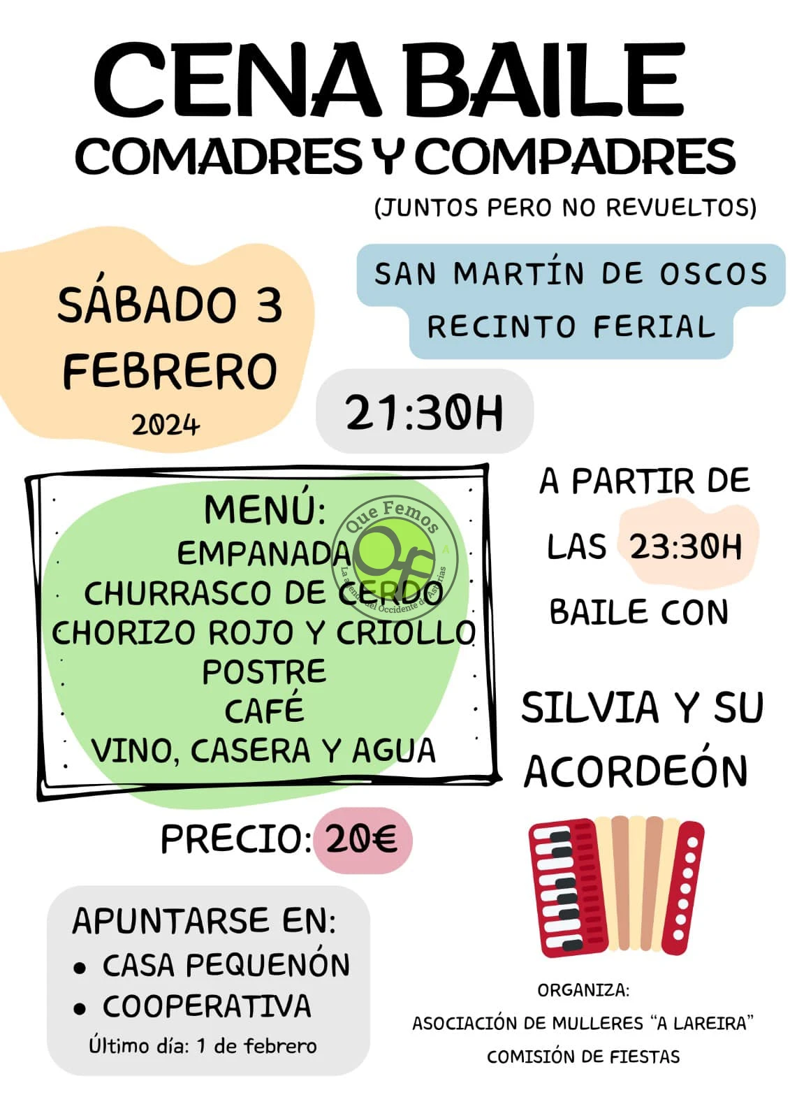 Cena baile de Comadres y Compadres 2024 en San Martín de Oscos